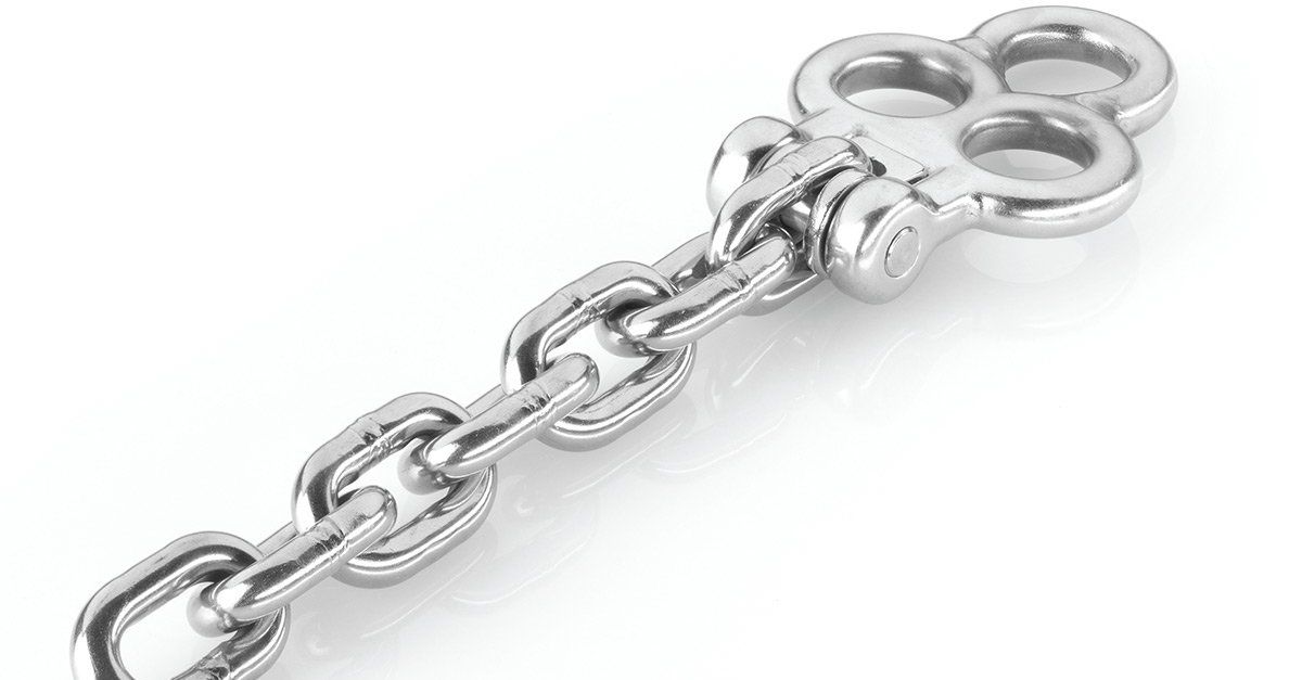 Stainless steel 3-eyelet shackle, including M10 cross bolts - Huck
