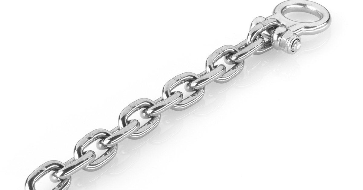 Stainless steel M8 chain shackle, incl. chain - Huck